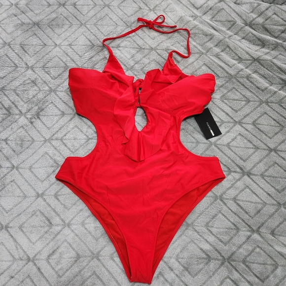 Fashion Nova | Swim | Nwt Red Ruffle Monokini | Poshmark
